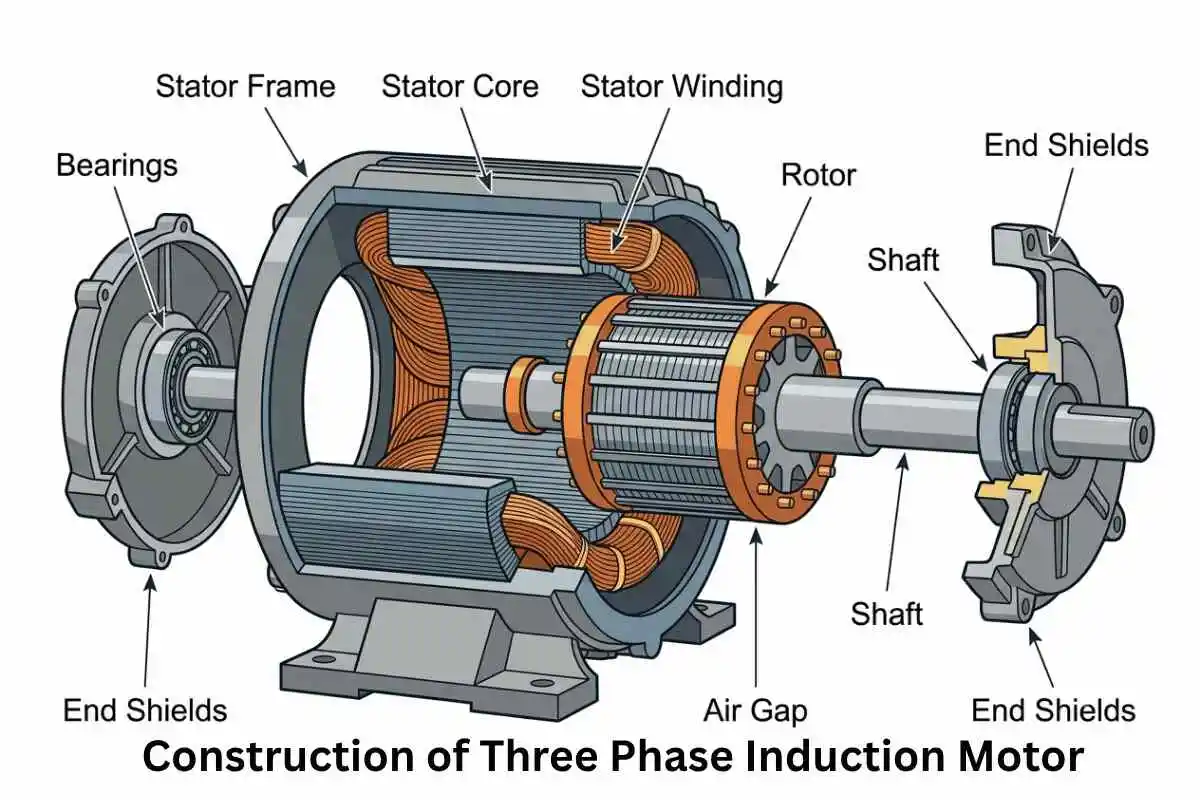 Construction of Three Phase Induction Motor